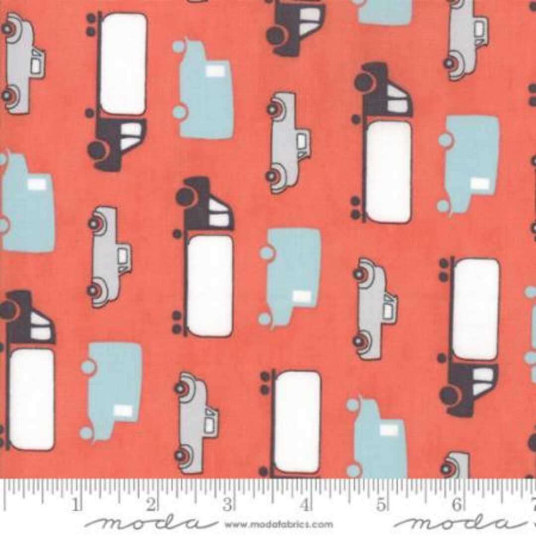 Mighty Machines Red Truck Print Children's Fabric by Moda Sold by the ...