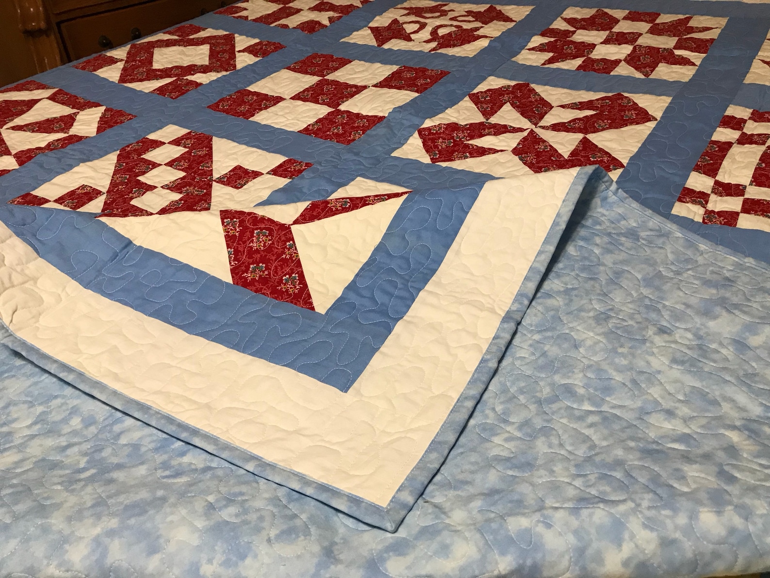 Vintage Sampler Quilt Top Newly Quilted With Cotton Batting and Backing ...