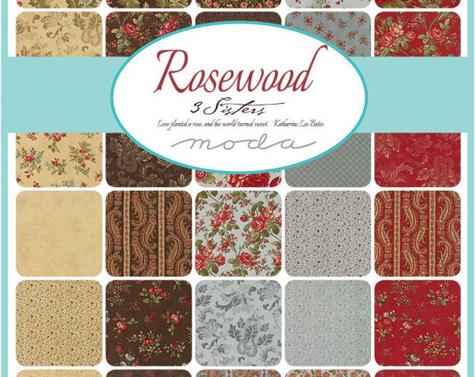 Rosewood Moda Charm Pack 42 Pre-cut 5" Squares Designed by 3 Sisters of ...