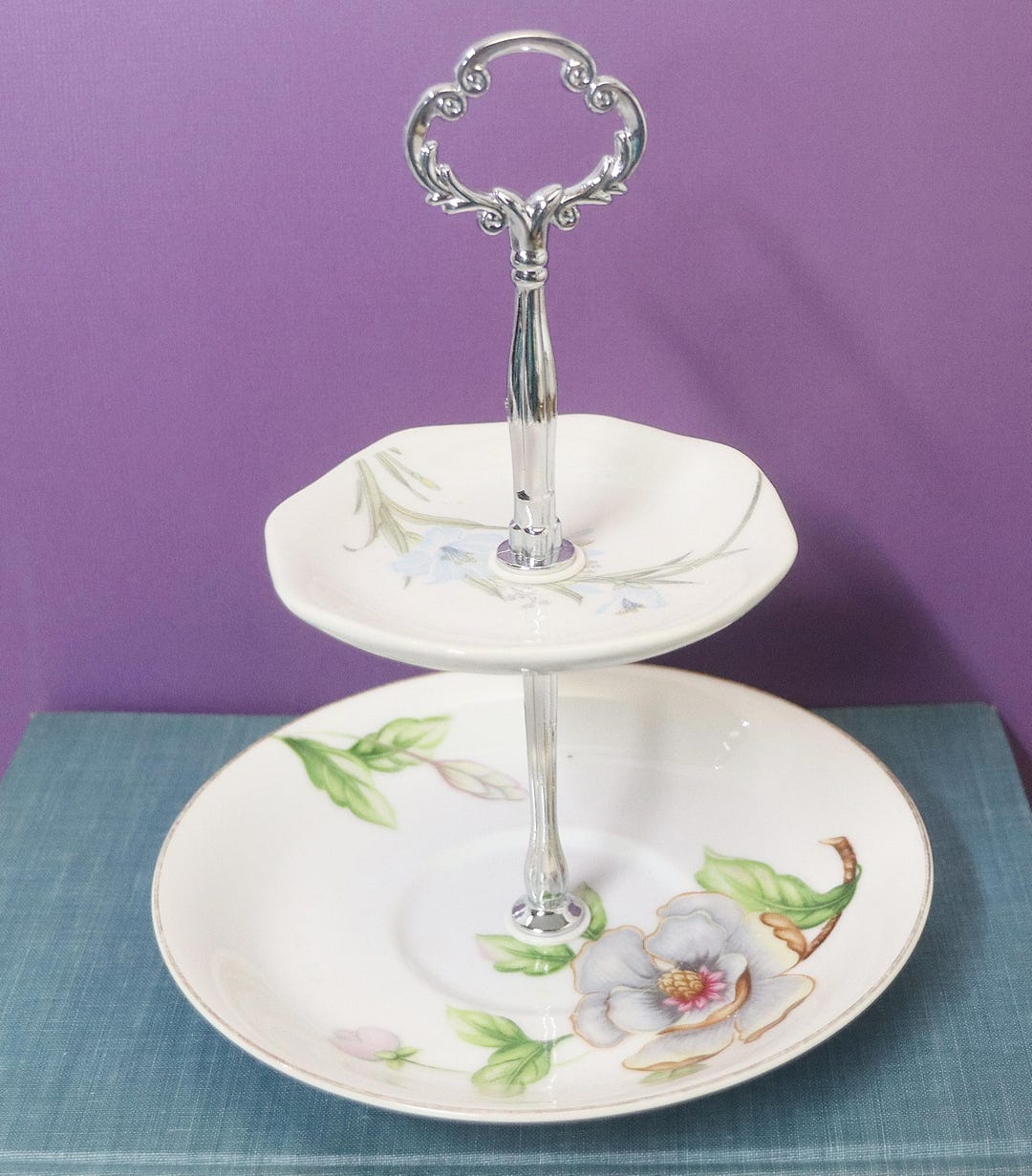 Mini Vintage China 2-tier Stand: Floral Bon Bon Jewelry Display - Etsy
