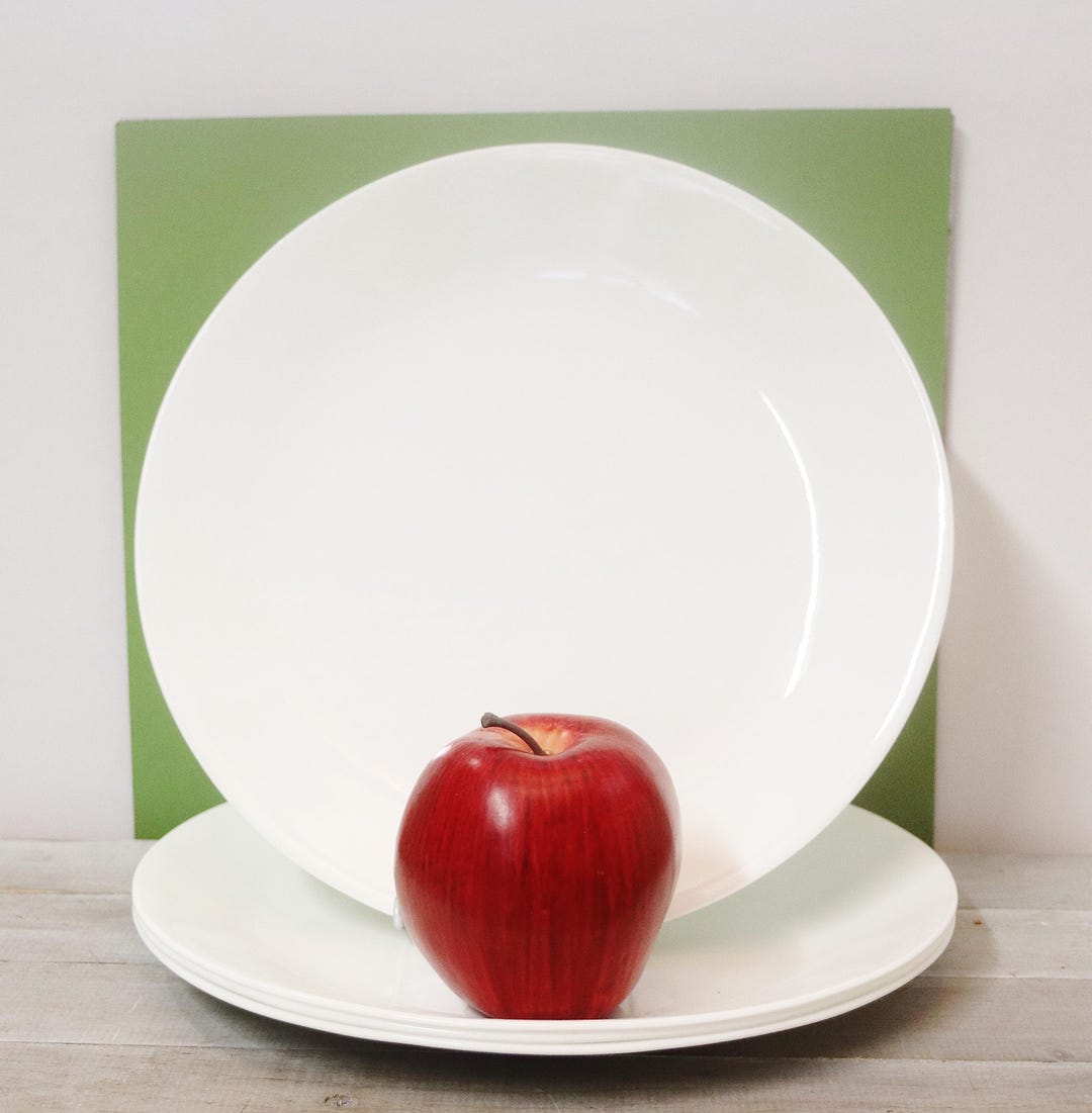 4 Corelle White Dinner Plates 10-inch, White Dinnerware Dishes - Etsy