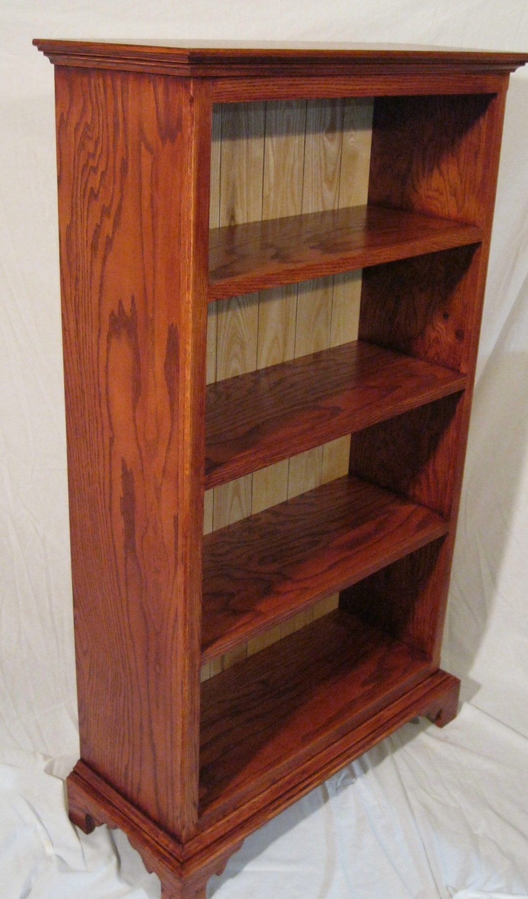 Handmade Red Oak Bookcase: Traditional Cherry Glazed Shelving - Etsy
