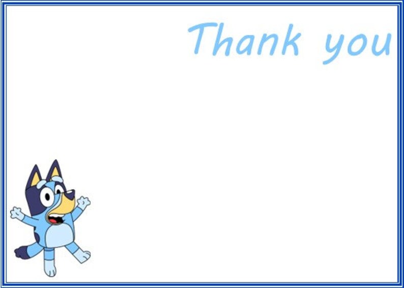 Bluey Thank You Cards (pack of 12 With Envelopes) Children Party ...