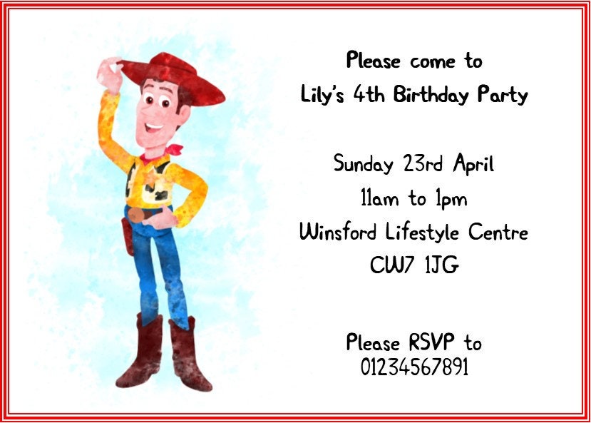Toy Story Birthday Party Invitations Personalised pack of 12 With ...