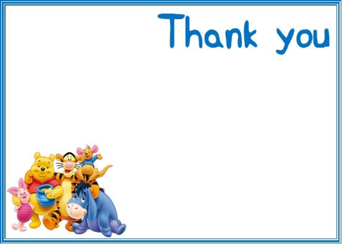 Winnie the Pooh Thank You Cards Personalised (pack of 12 With Envelopes ...