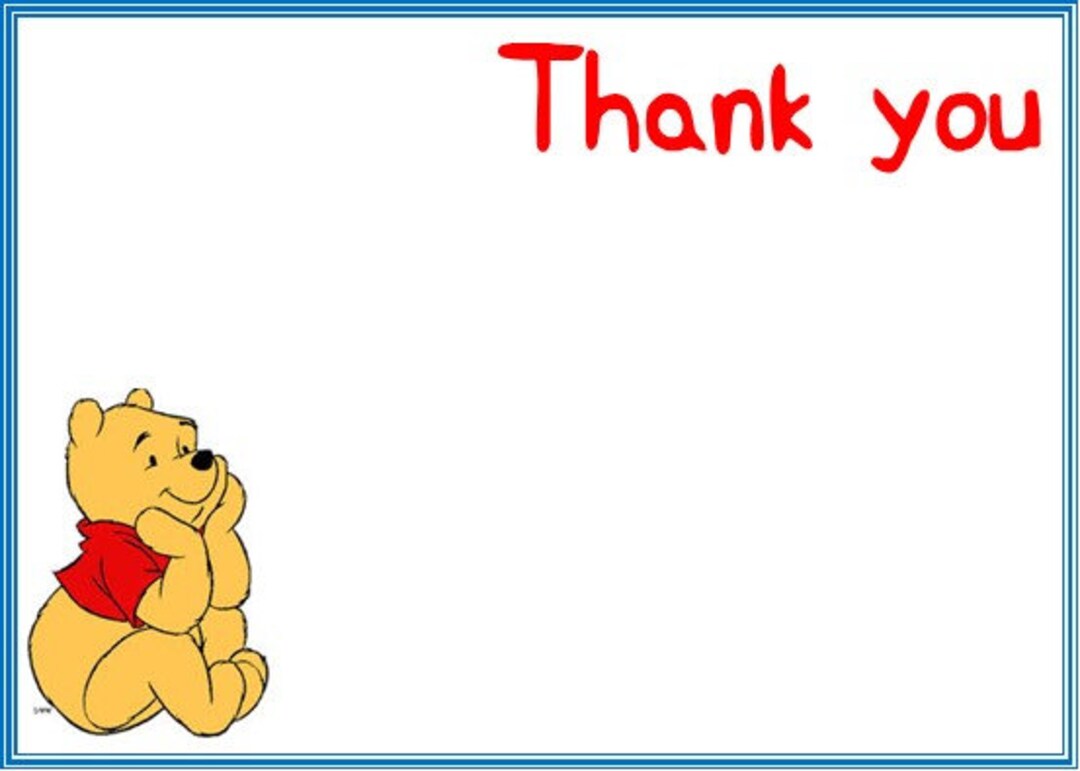 Winnie the Pooh Thank You Cards Personalised (pack of 12 With Envelopes ...
