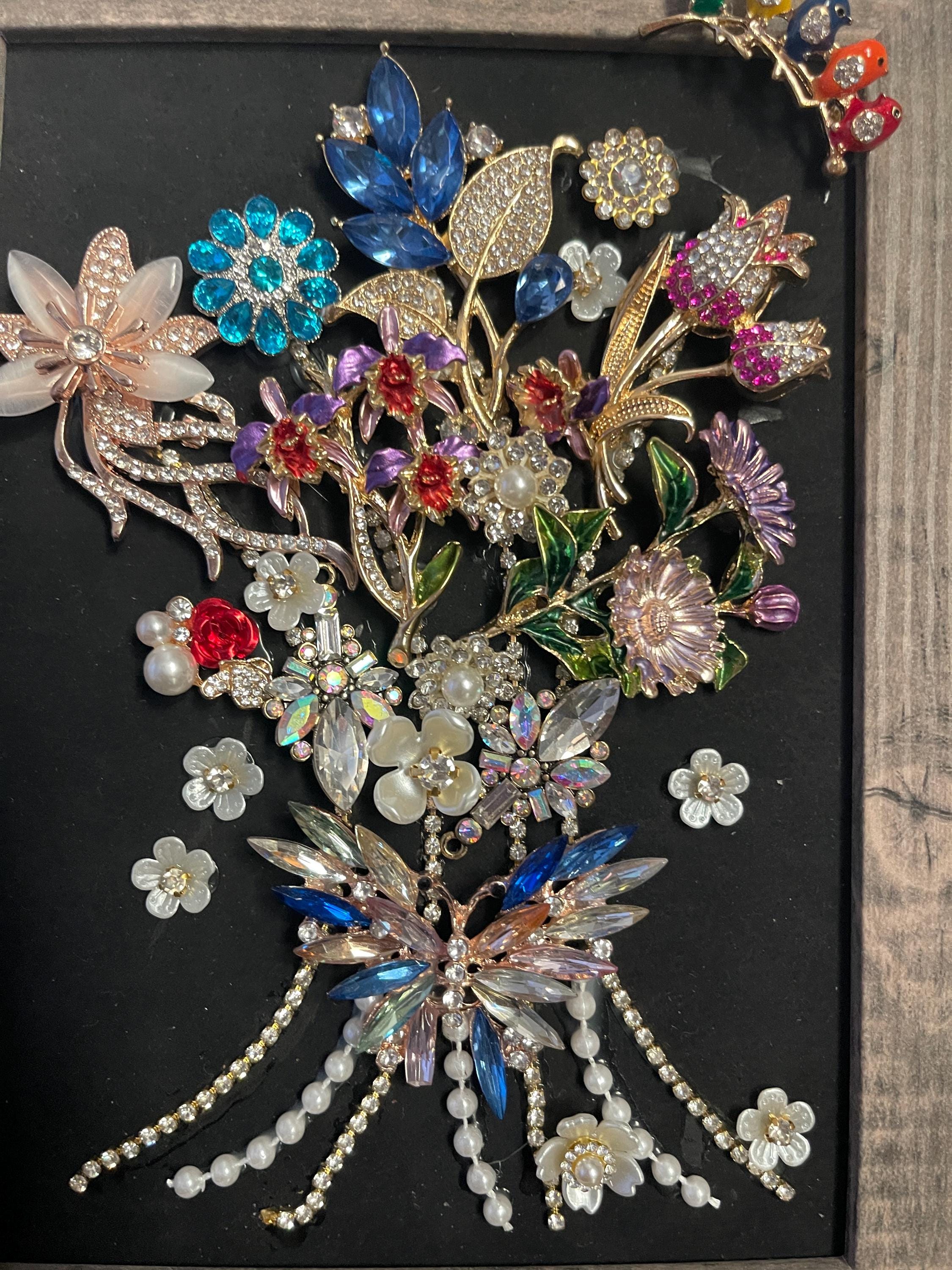 Beautiful Framed Jeweled Flowers - Etsy