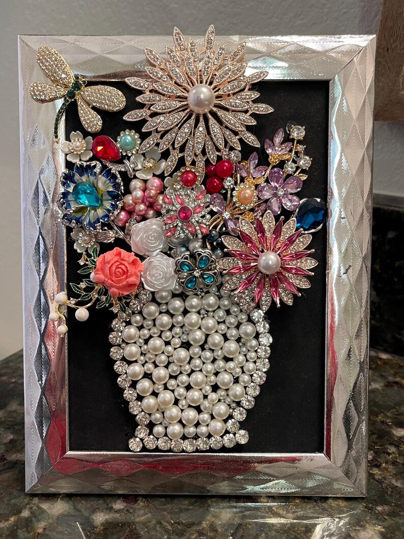 Beautiful Framed Jeweled Flowers - Etsy