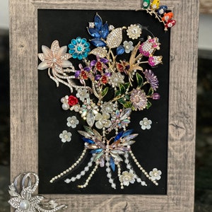 Beautiful Framed Jeweled Flowers - Etsy