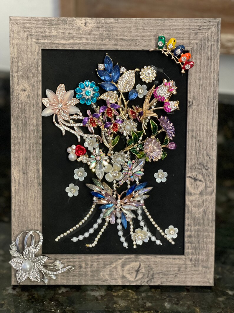 Beautiful Framed Jeweled Flowers - Etsy