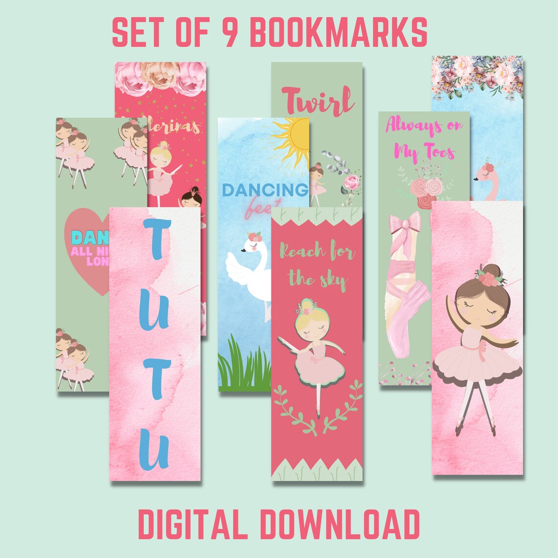 Ballerina Bookmarks Set of 9 Dancer Bookmark Ballet | Etsy