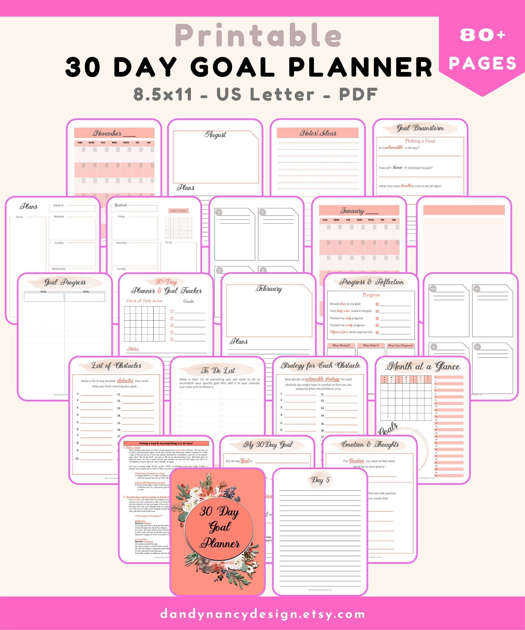 30 Day Goal Planner, Goal Tracker, Success Planner, Goal Setting ...