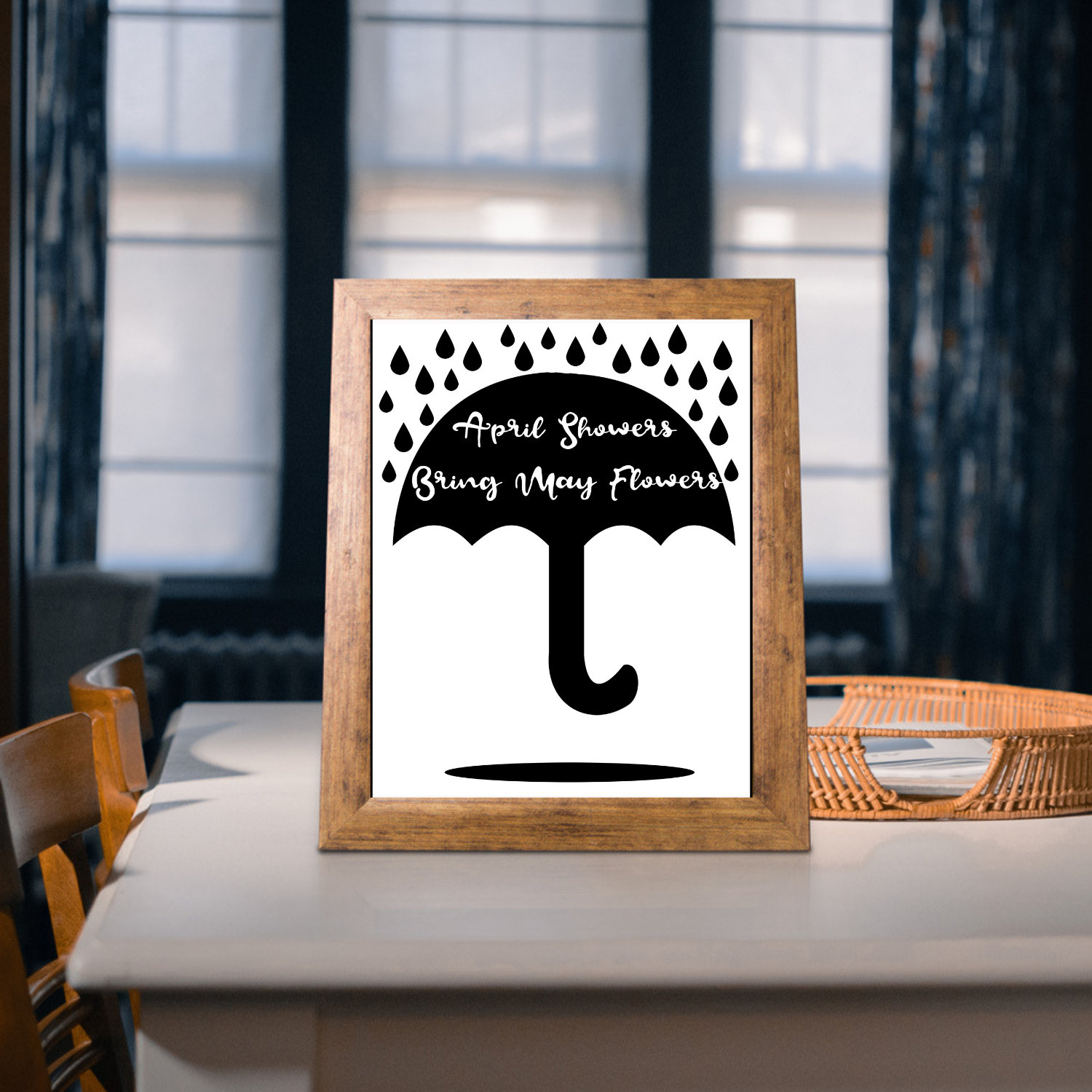 April Showers Bring May Flowers Umbrella Rain Drop Printable Art Print ...