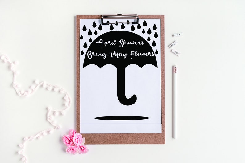 April Showers Bring May Flowers Umbrella Rain Drop Printable Art Print ...