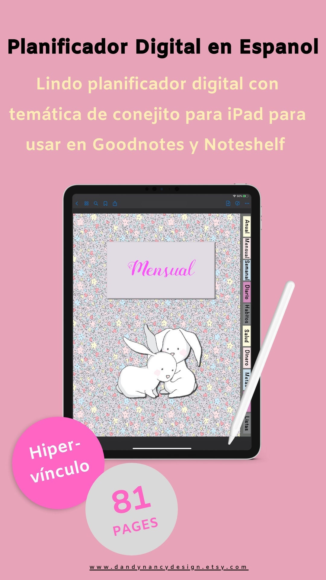 Undated Digital Planner in Spanish,cute Digital Planner, 2023 Digital ...