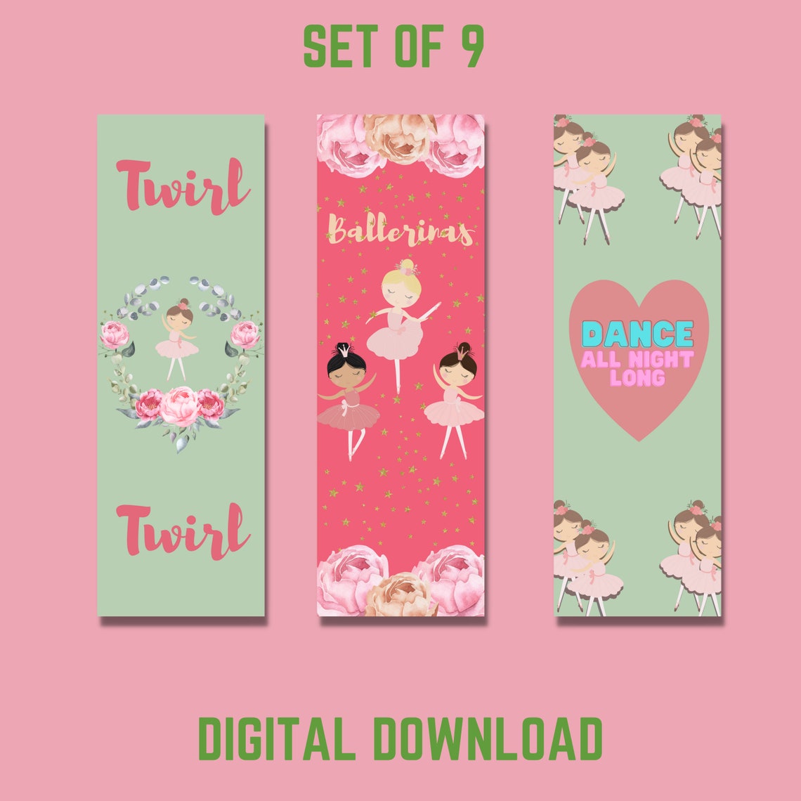 Ballerina Bookmarks Set of 9 Dancer Bookmark Ballet | Etsy