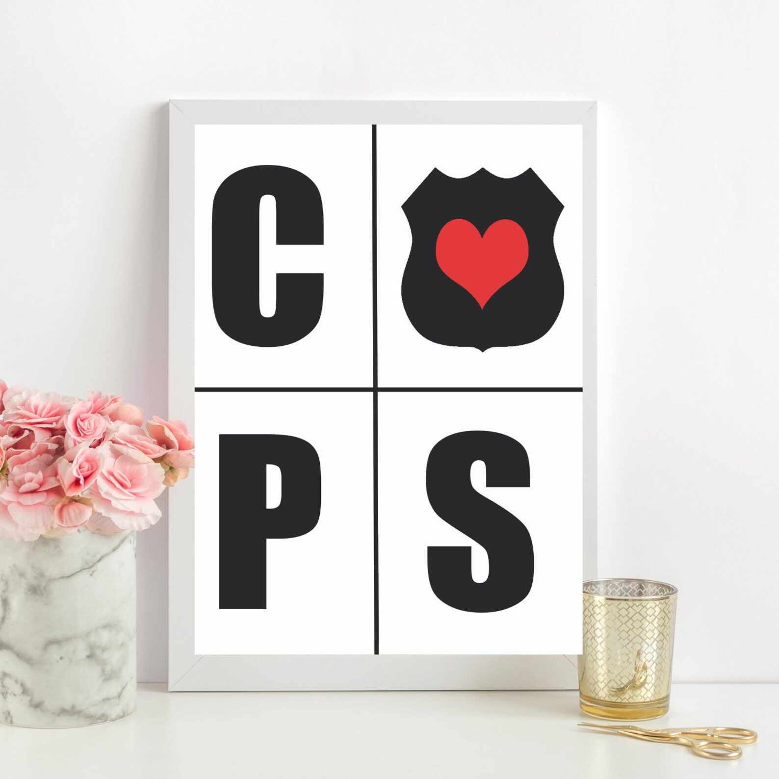 Badge Cop Print, Cops Printable Art, Cop Retirement Sign, Cop Decor ...