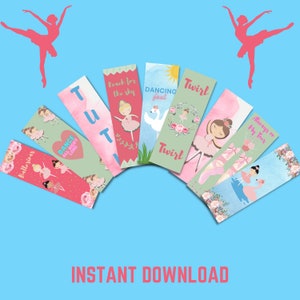 Ballerina Bookmarks Set of 9, Dancer Bookmark, Ballet Bookmark, 2"x6 ...