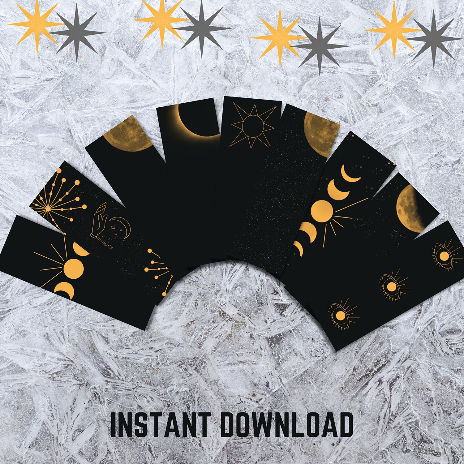 Mystical Moon Bookmarks Set of 9, Printable Moon Bookmarks, 2x6 ...