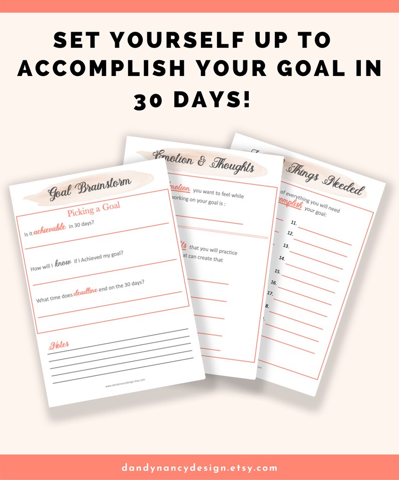 30 Day Goal Planner, Goal Tracker, Success Planner, Goal Setting ...