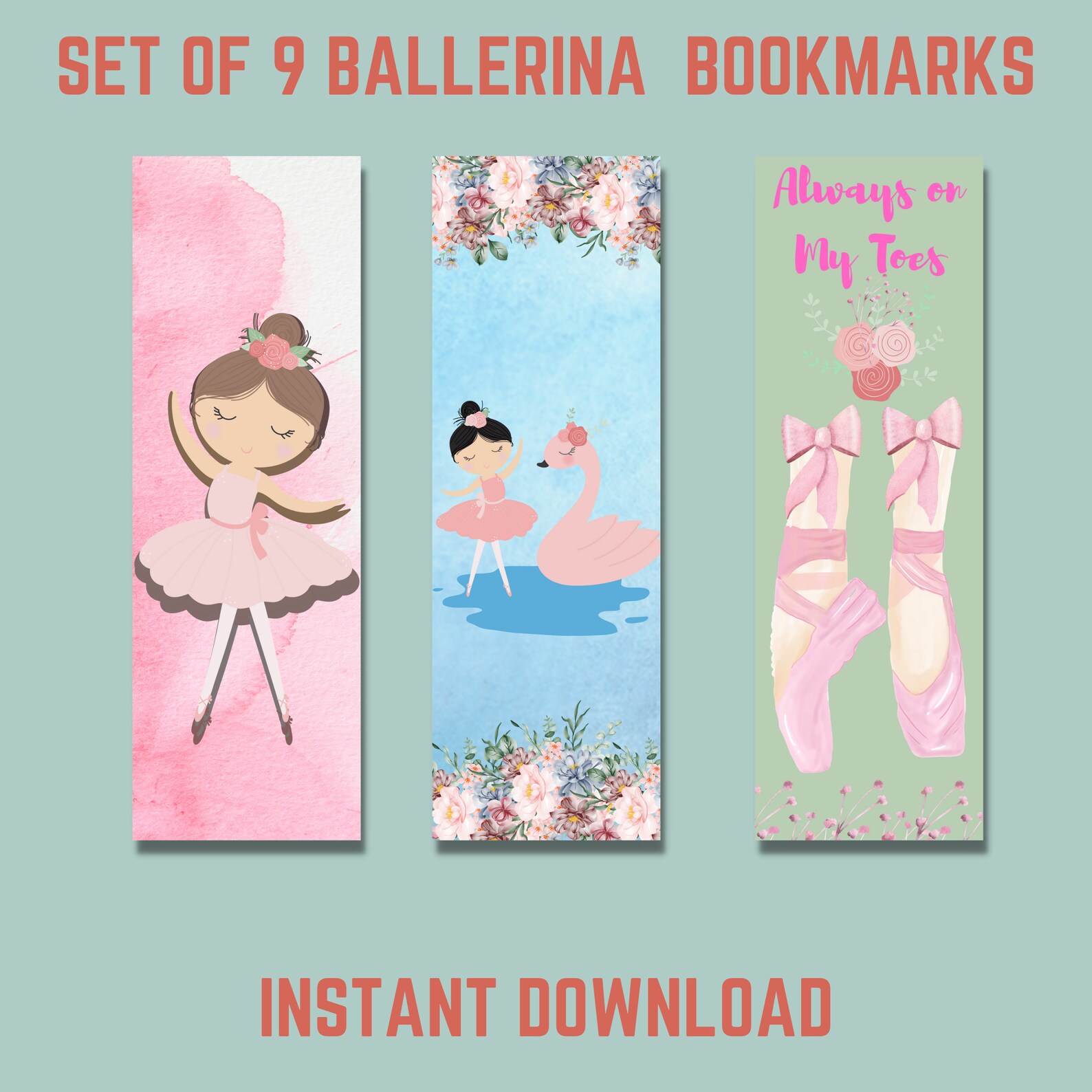 Ballerina Bookmarks Set of 9 Dancer Bookmark Ballet | Etsy