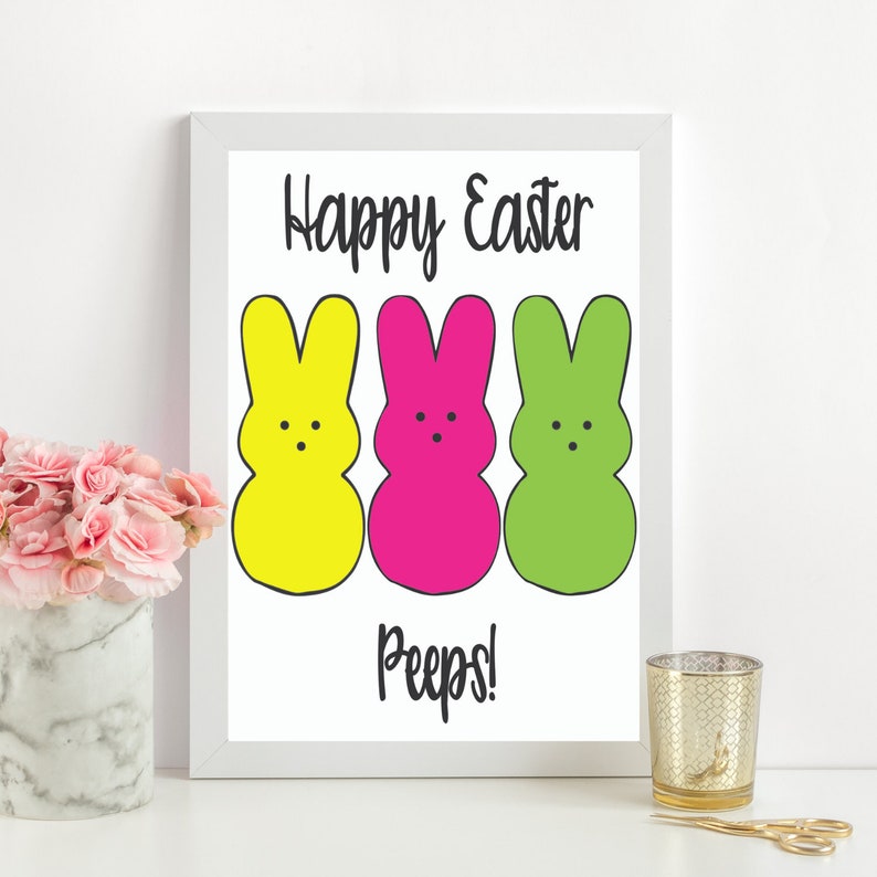 Happy Easter Peeps Wall Art, Easter Peeps Sign, Easter Peeps, Easter ...