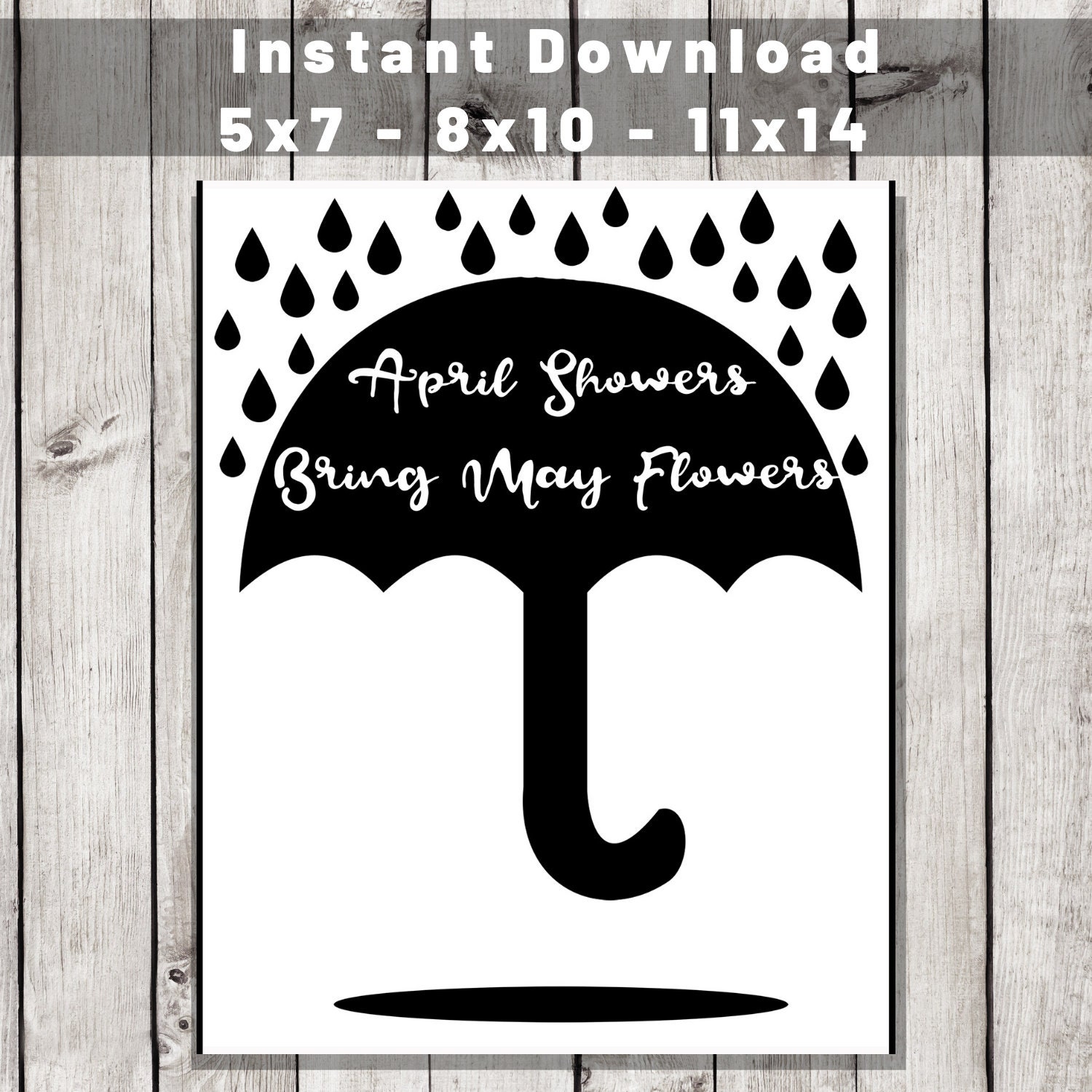 April Showers Bring May Flowers Umbrella Rain Drop Printable Art Print ...