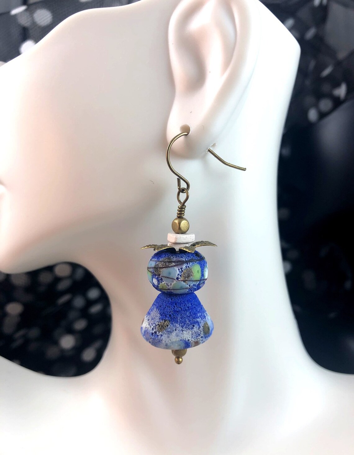 Blue crusty earrings Rustic earrings Squished cone earrings | Etsy