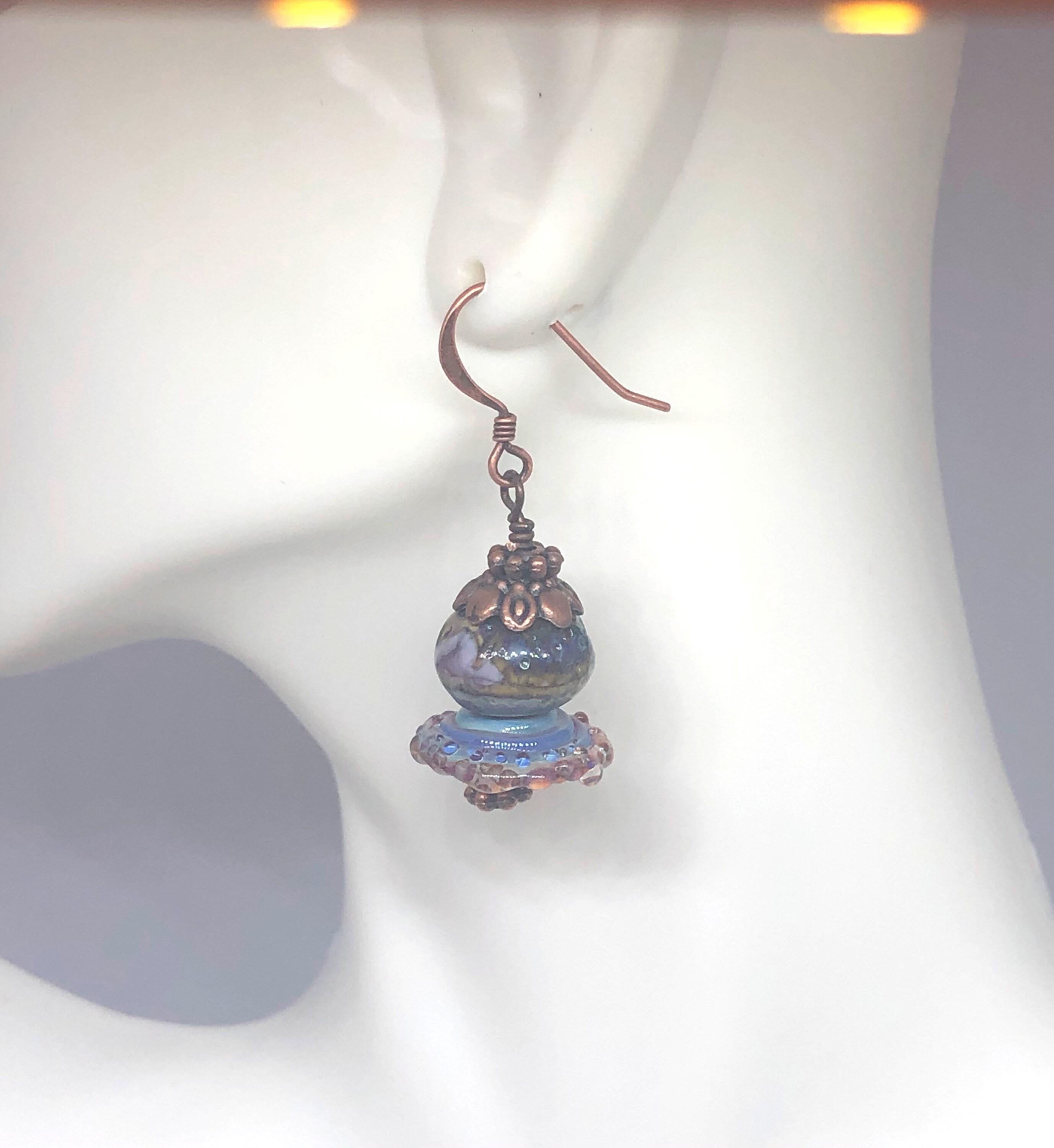 Blue Dangle Earrings Boho Earrings Bohemian Earrings Copper | Etsy