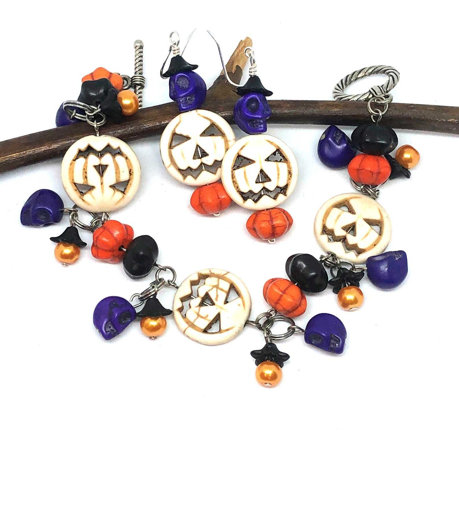 Halloween Jewelry Set, Pumpkin Jewelry, Jack O Lantern Jewelry Set ...