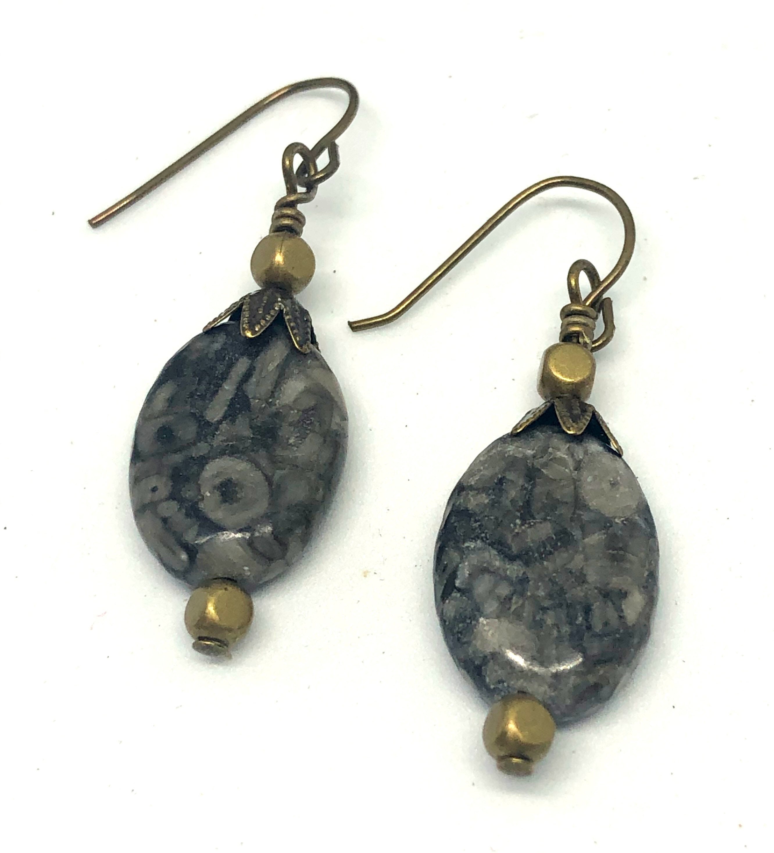 Grey Earrings, Black Earrings, Shades of Grey Earrings, Brass Jewelry ...