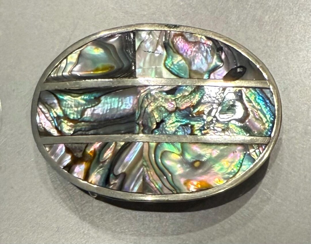 Vintage Belt Buckle, Belt Buckle, Abalone Shell, Alpaca Silver, Buckle ...