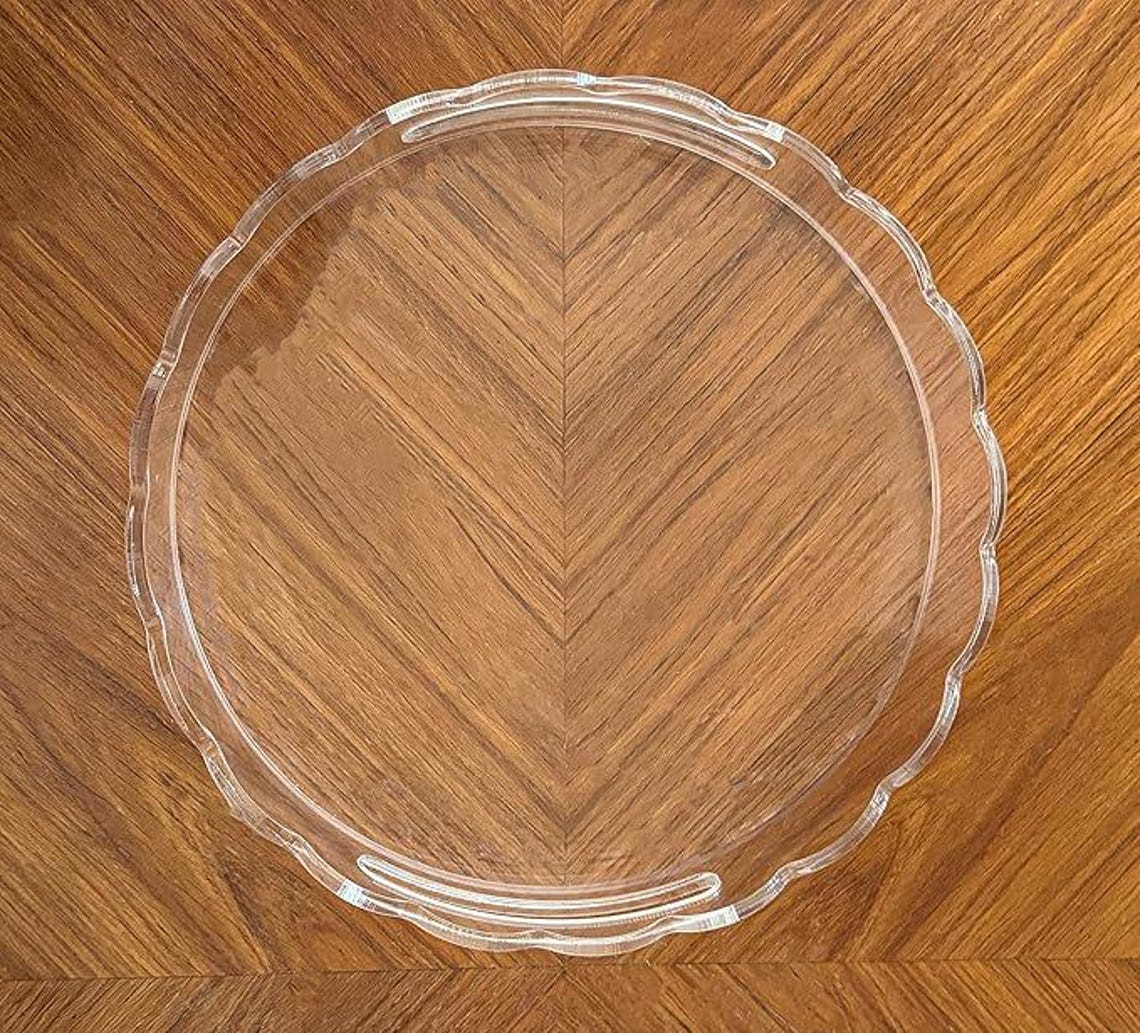 Acrylic Scalloped Round Tray With Handles - 10" Diameter - Etsy