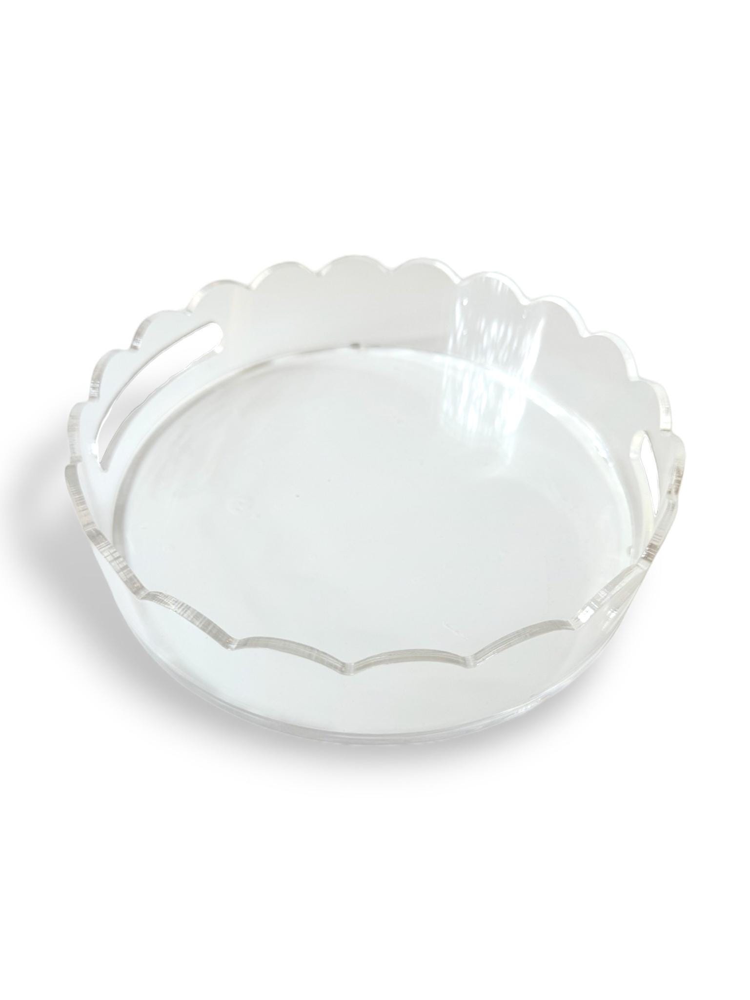 Acrylic Scalloped Round Tray With Handles - 10" Diameter - Etsy