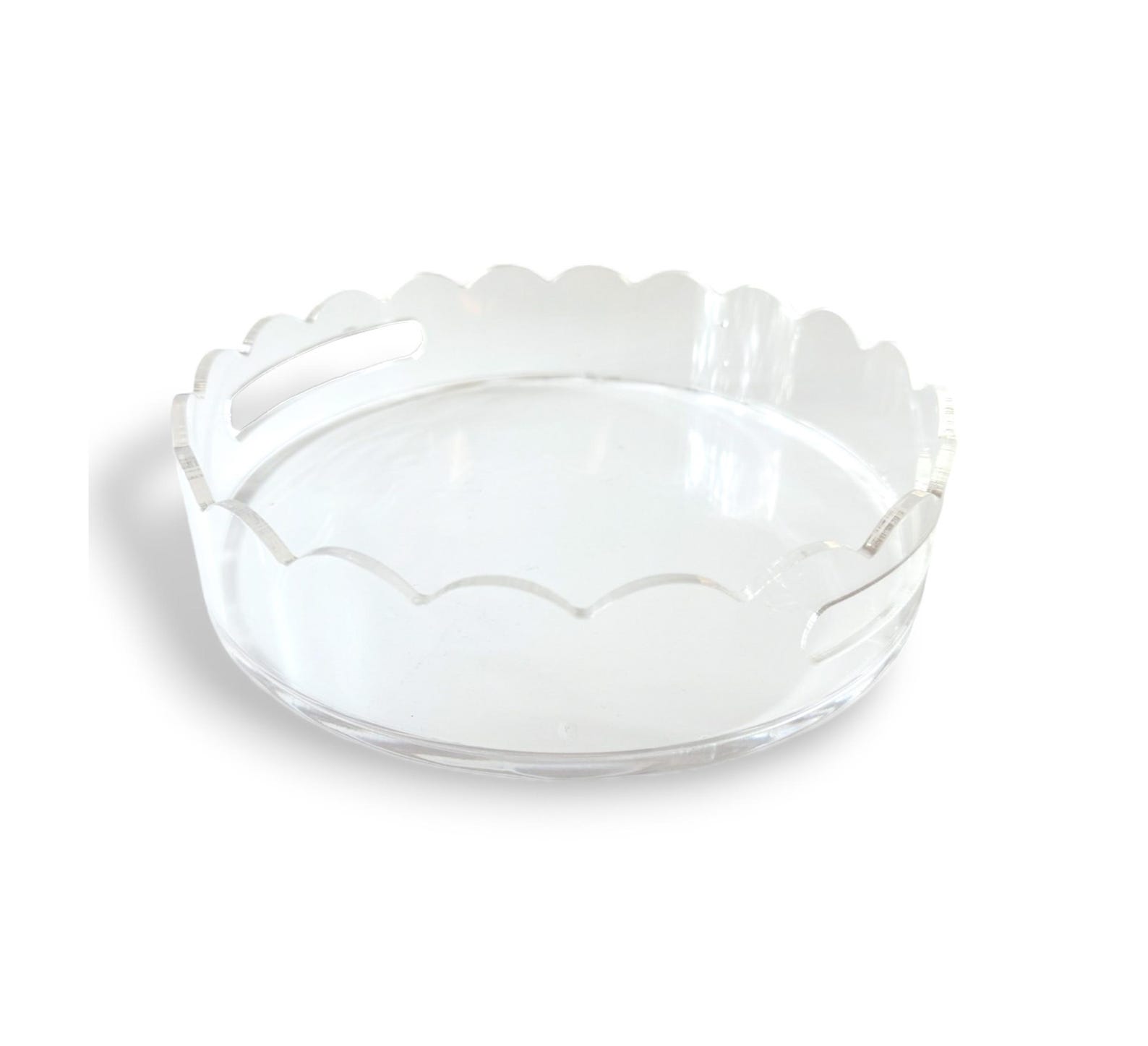 Acrylic Scalloped Round Tray With Handles - 10" Diameter - Etsy
