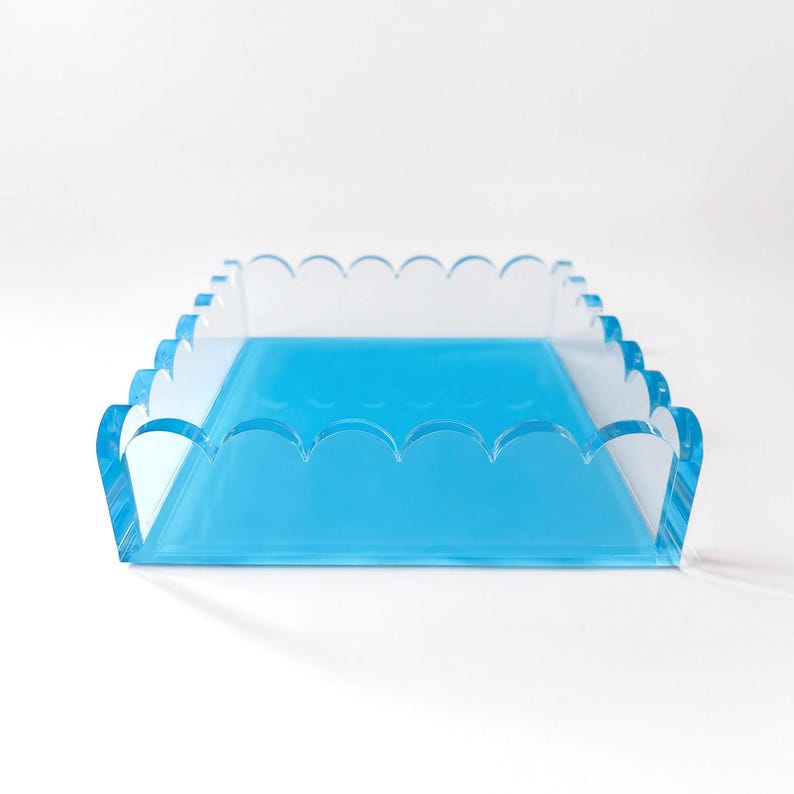 Acrylic Scalloped Tray, Includes Anti-slip Pads | 8 X 8 X 2 Inches | - Etsy