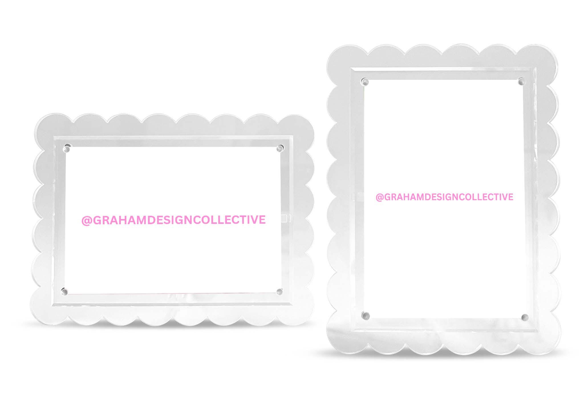 Scalloped Acrylic Picture Frame (set of 2) With Magnetic Display Frame ...