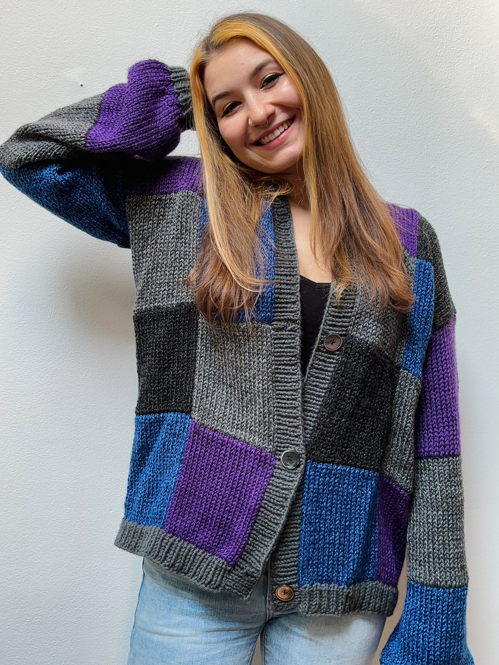 Patchwork Cardigan Knitting Machine Pattern PDF Digital Download - Etsy