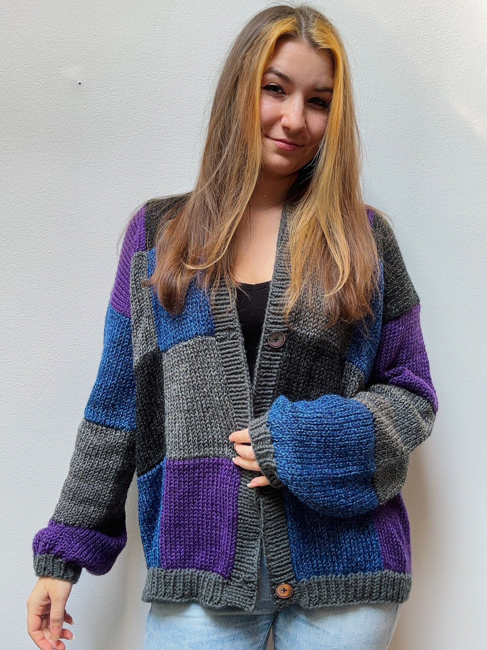 Patchwork Cardigan Knitting Machine Pattern PDF Digital Download - Etsy