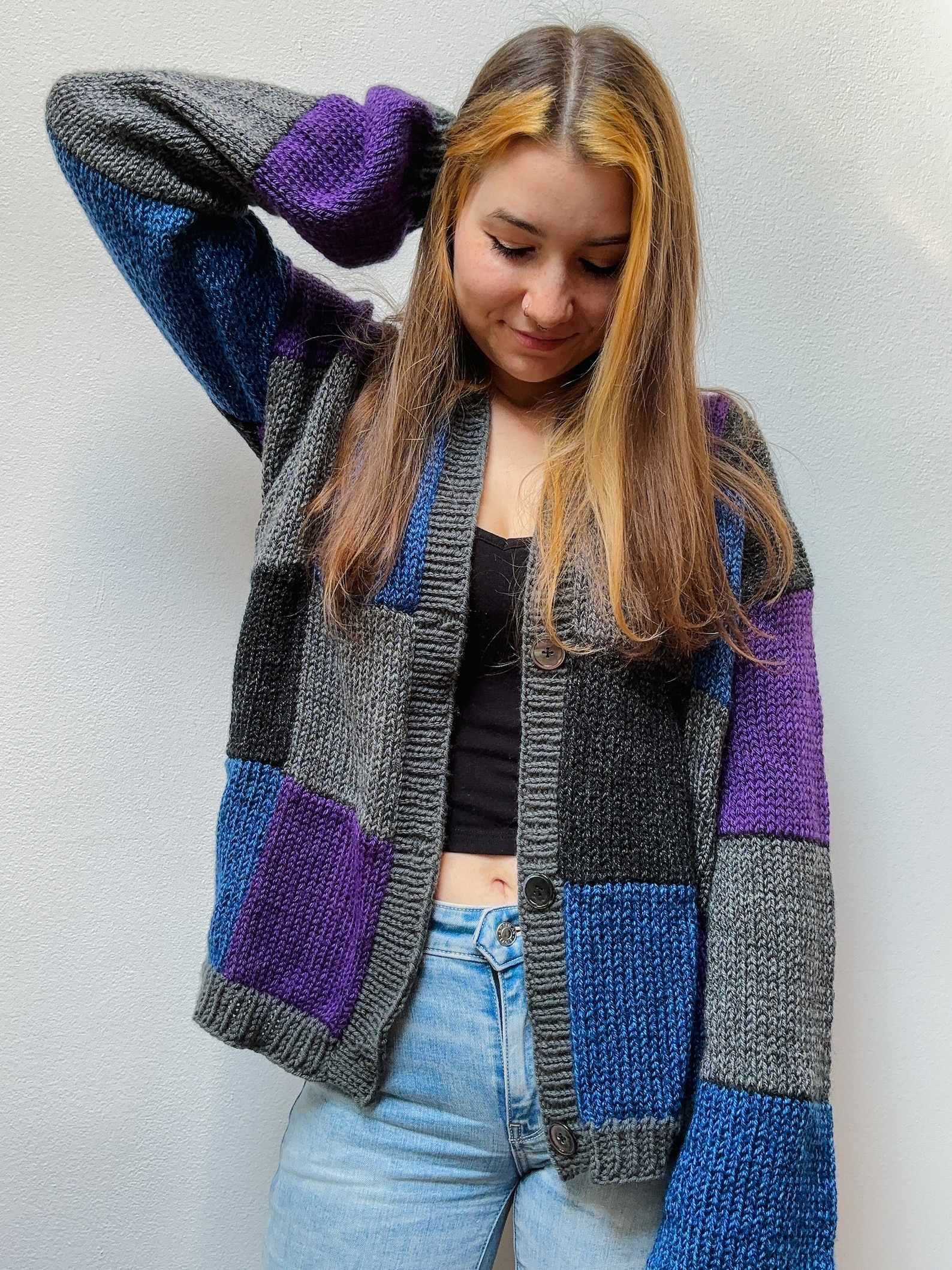Patchwork Cardigan Knitting Machine Pattern PDF Digital Download - Etsy