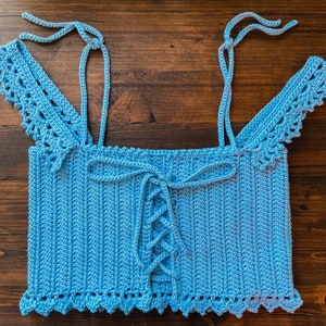 Snowdrop Lace Front Crop Top Crochet Pattern PDF Download - Etsy Canada