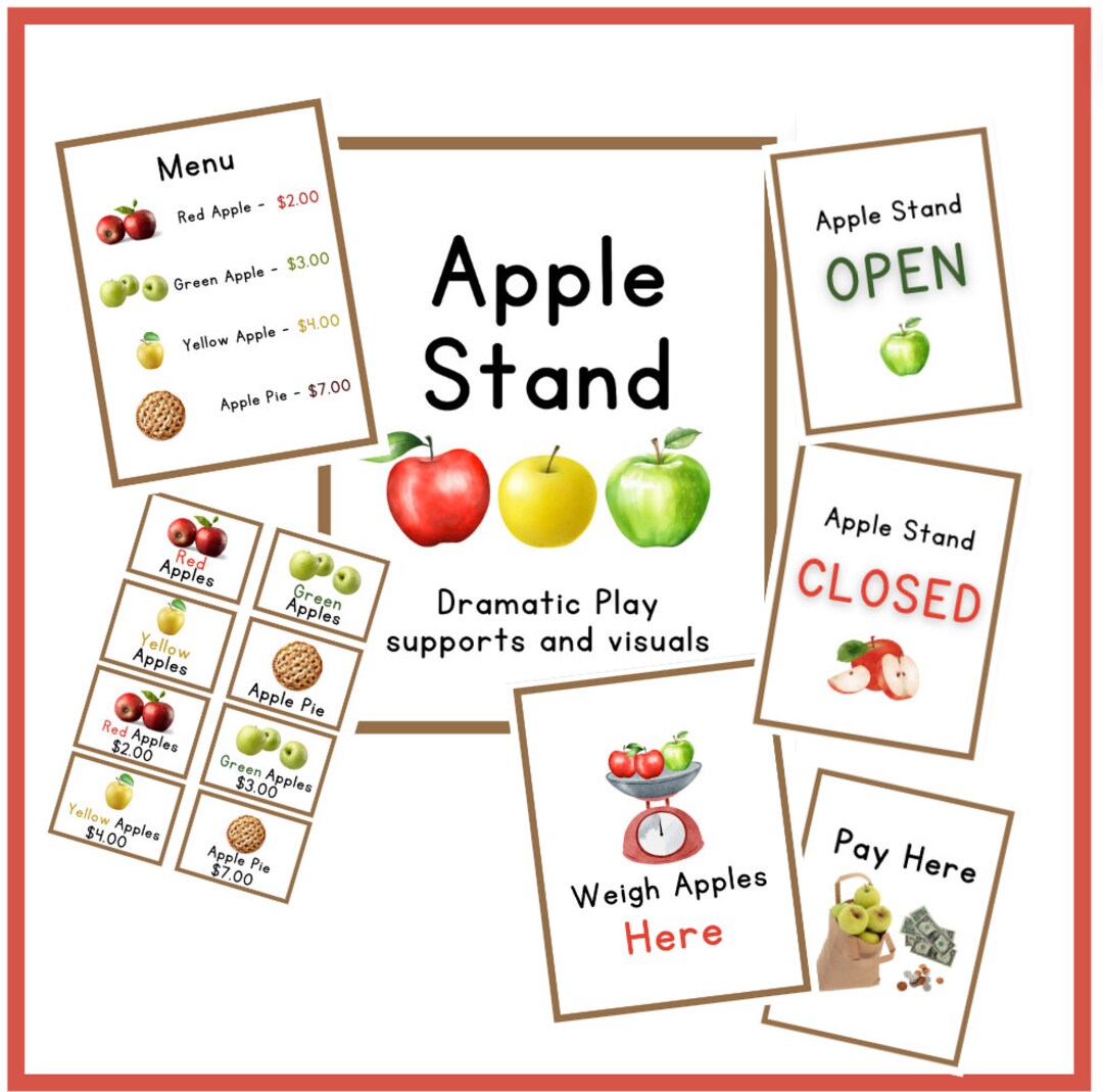 Apple Stand Dramatic Play Support Visuals - Etsy