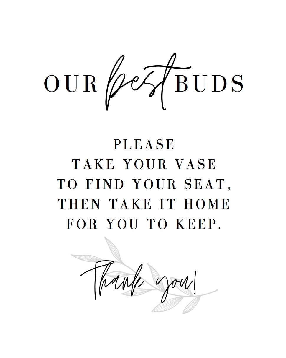 OUR BEST BUDS- Seating Chart Escort Bud Vases- Printable - Etsy