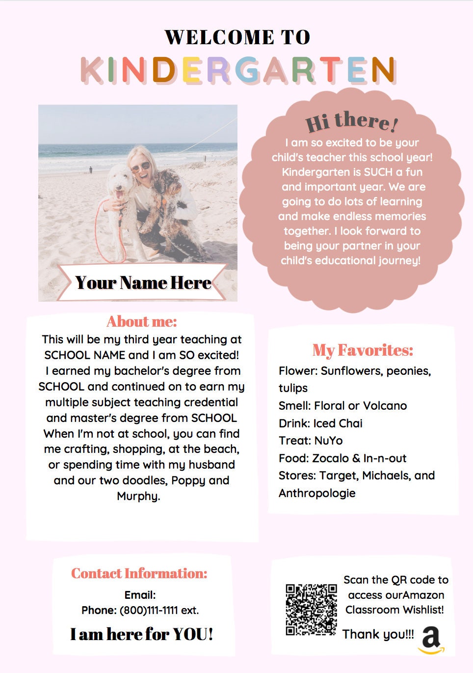 Meet the Teacher- EDITABLE CANVA TEMPLATE - Etsy