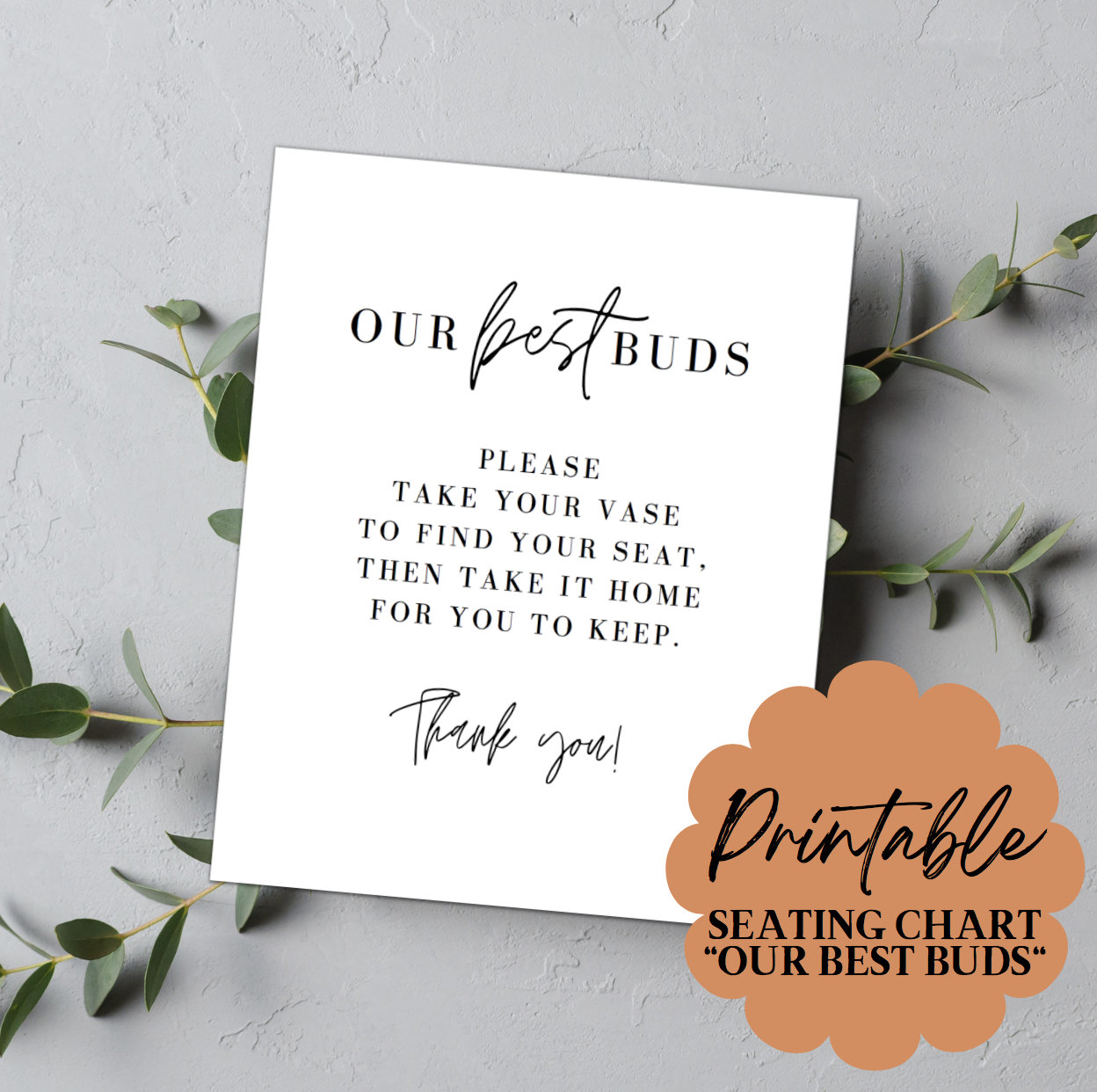 OUR BEST BUDS- Seating Chart Escort Bud Vases- Printable - Etsy