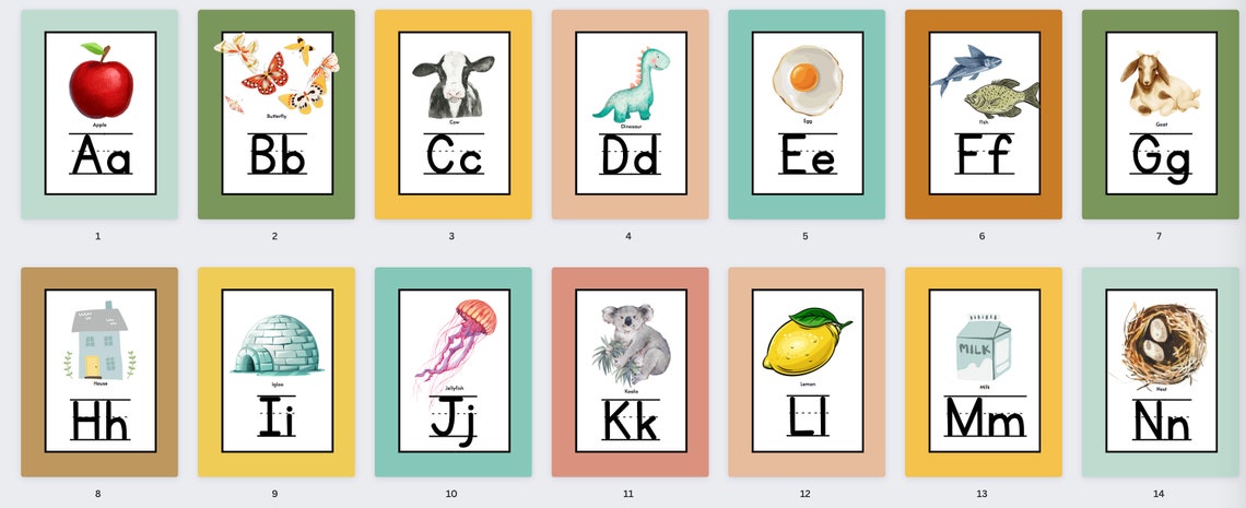 Digital Classroom Alphabet Cards Printable - Etsy