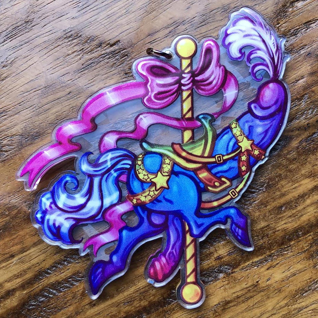 3.5" Fascinus Carousel Horse Keychain - Etsy