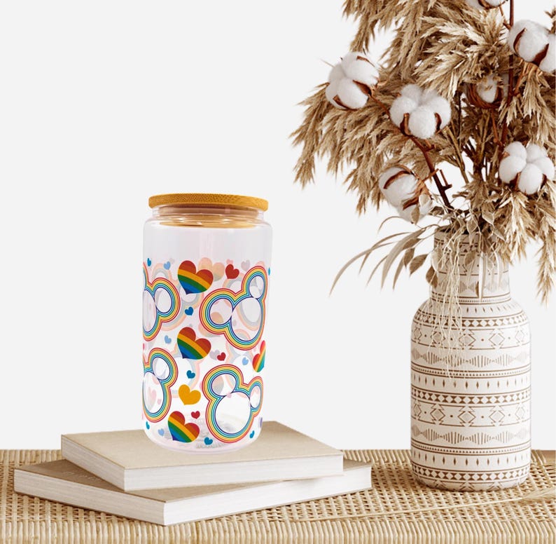 Glass Cup Pride Glass Cup Rainbow Iced Coffee Glass LGBTQ+ Gift ...