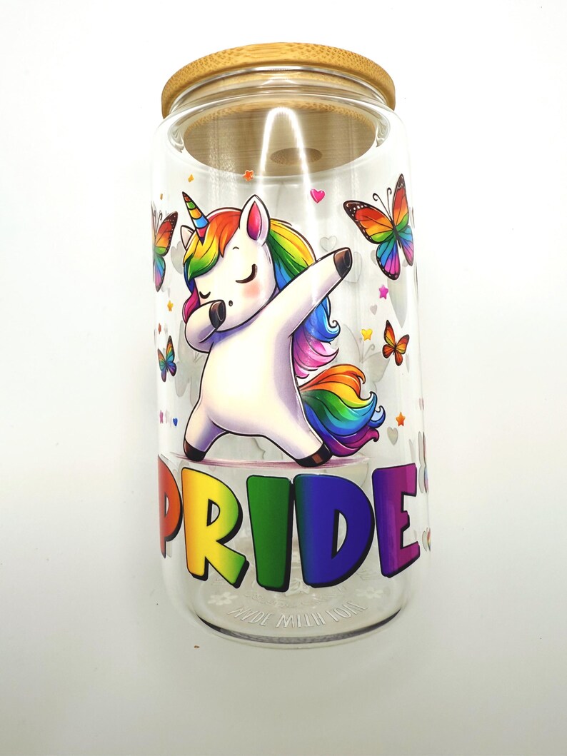Glass Cup Pride Glass Cup Rainbow Iced Coffee Glass LGBTQ+ Gift ...