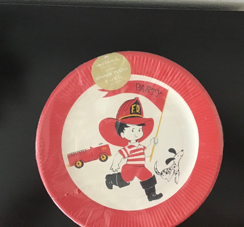 Vintage Hallmark Fireman Party Plates - Etsy